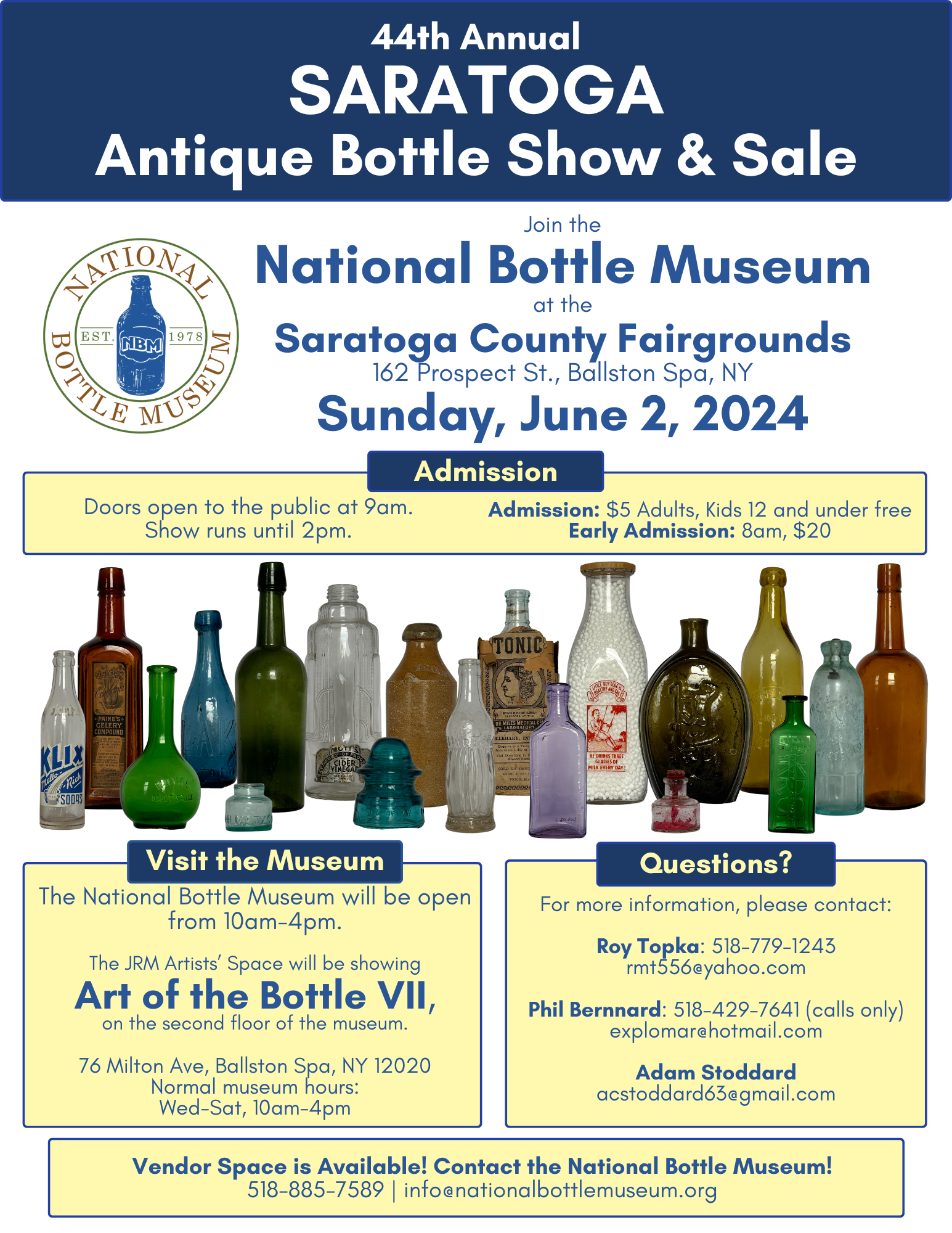 44th Annual Saratoga Antique Bottle Show and Sale - The National Bottle ...